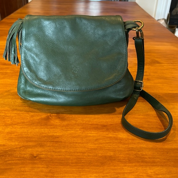 Vera Pelle | Bags | Vera Pelle Leather Hobo Crossbody Forest Green Two ...